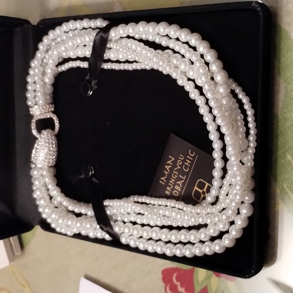 IMAN | Jewelry | New Iman Multistrand Simulated Pearl Necklace | Poshmark